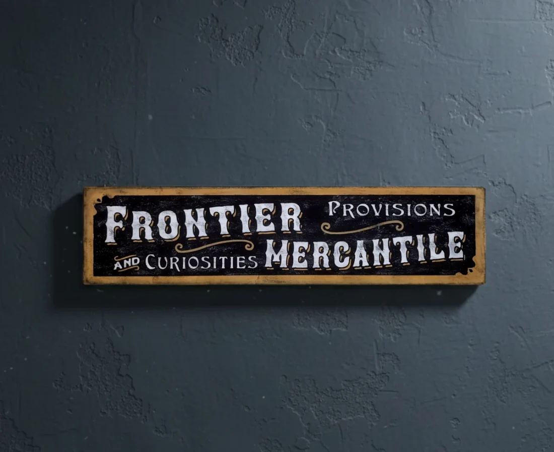Frontier Mercantile Provisions & Curiosities Sign - Sign Treasure